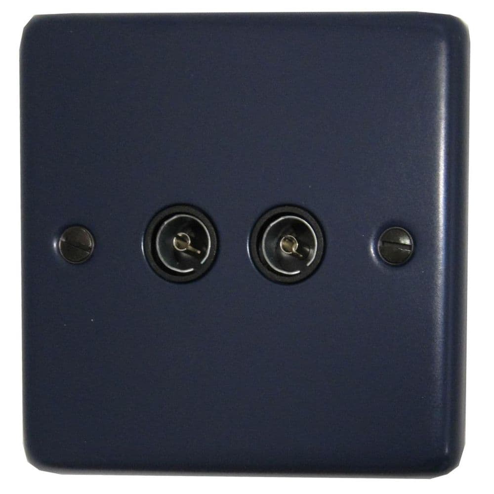 G&H CRB36B Standard Plate Blue 2 Gang TV Coax Socket Point
