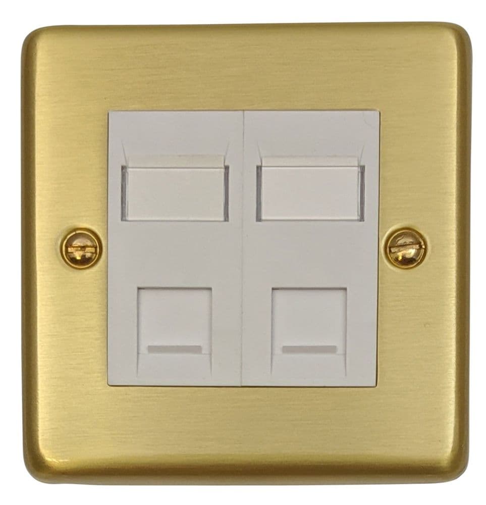 G&H CSB62W Standard Plate Satin Brushed Brass 2 Gang RJ45 Cat5e Data ...
