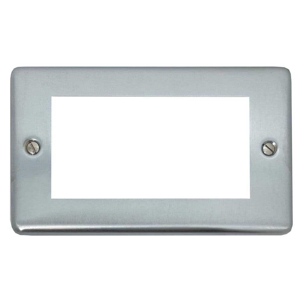 G&H CSC164 Standard Plate Satin Chrome 2 Gang 4 Euro Module Plate