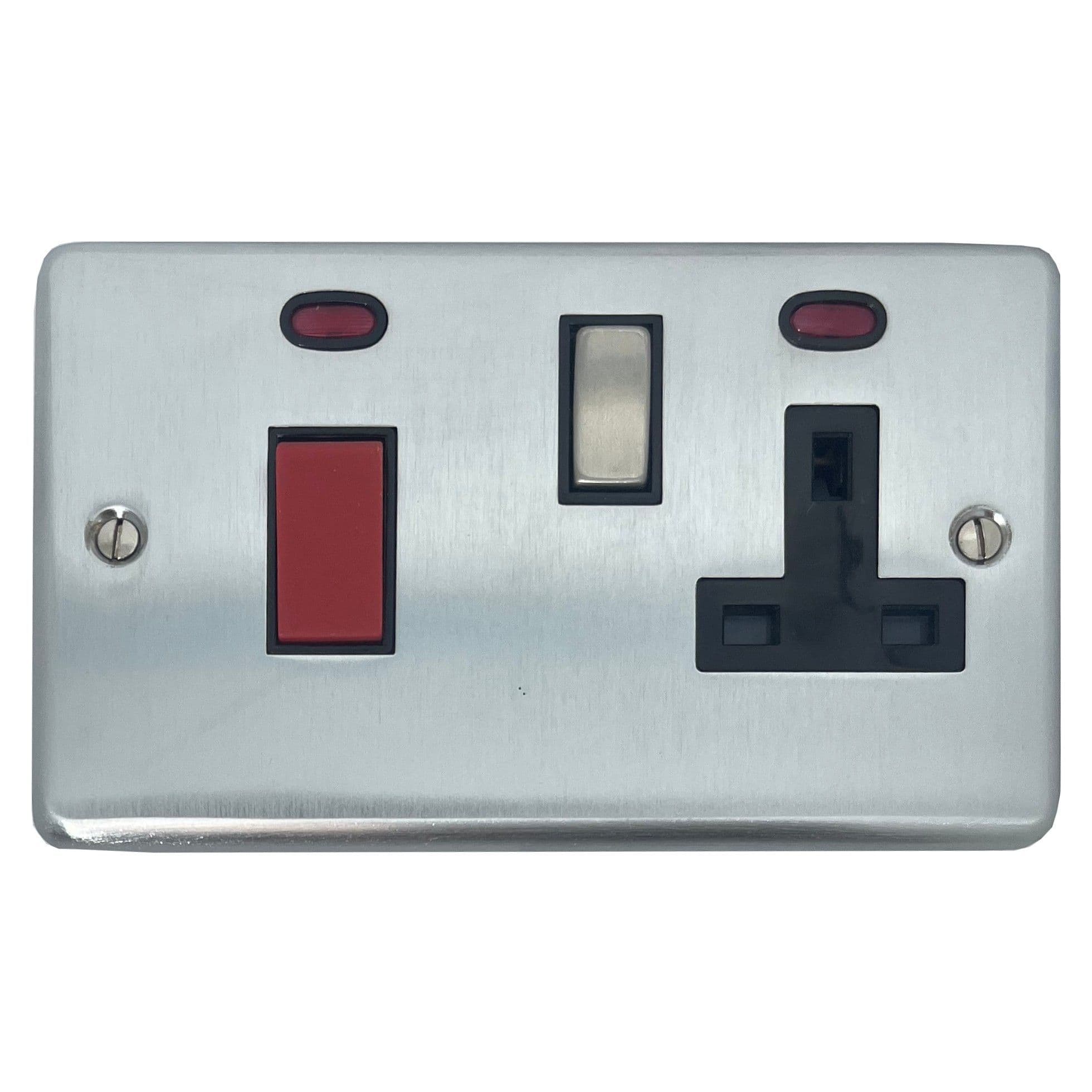 G&H CSC329 Standard Plate Satin Chrome 45 Amp DP Cooker Switch & 13A ...