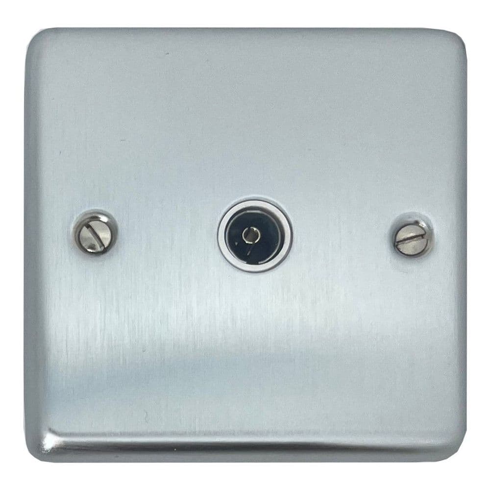 G&H CSC35W Standard Plate Satin Chrome 1 Gang TV Coax Socket Point