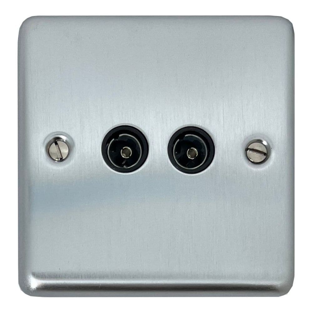 G&H CSC36B Standard Plate Satin Chrome 2 Gang TV Coax Socket Point