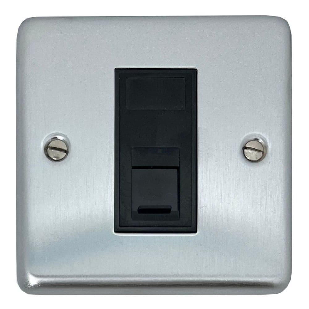 G&H CSC61B Standard Plate Satin Chrome 1 Gang RJ45 Cat5e Data Socket