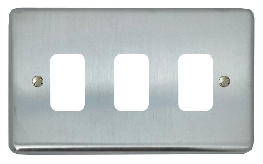G&H CSC73 Standard Plate Satin Chrome 3 Gang Grid Plate to suit G&H ...