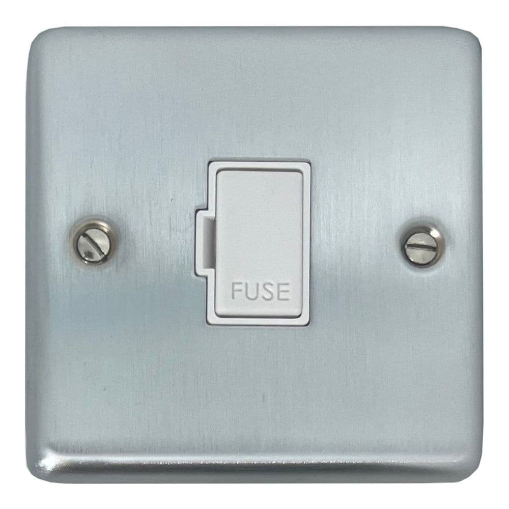 G&H CSC90W Standard Plate Satin Chrome 1 Gang Fused Spur 13A Unswitched