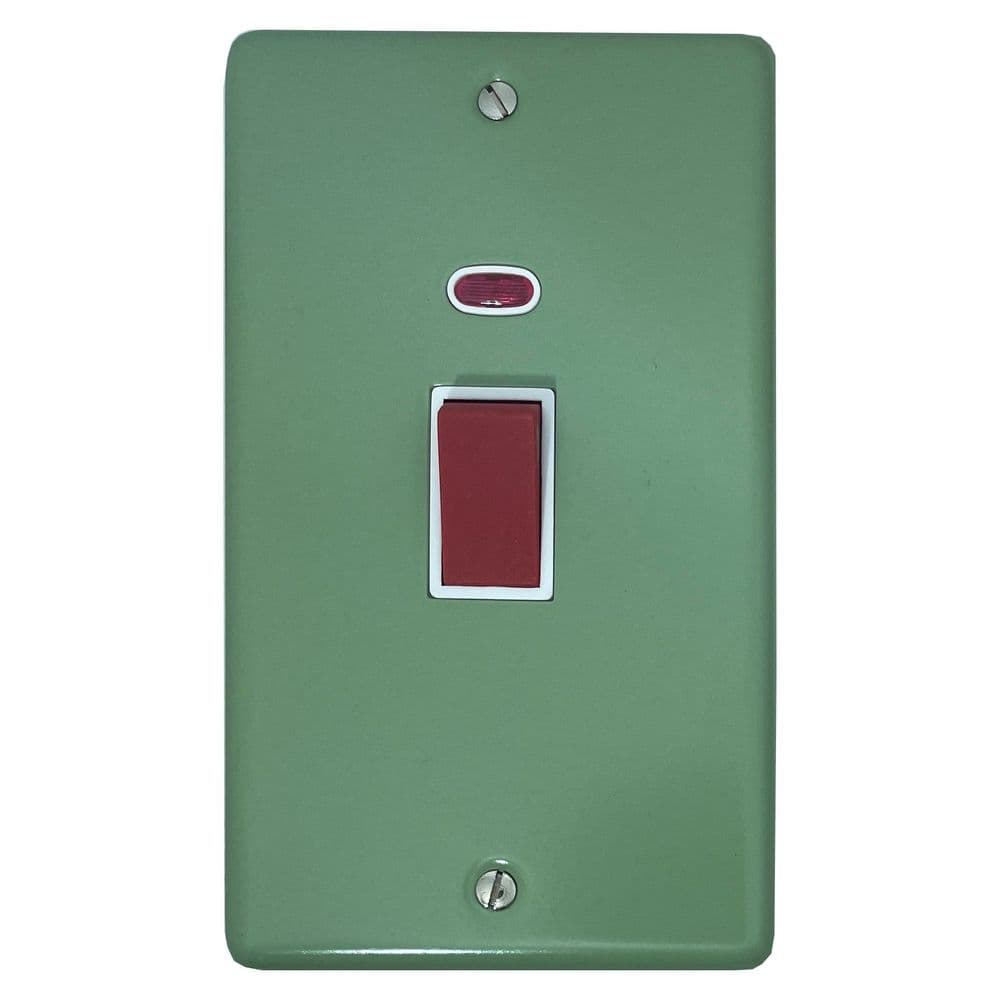 G&H CSG28W Standard Plate Sage Green 45 Amp DP Cooker Switch & Neon ...