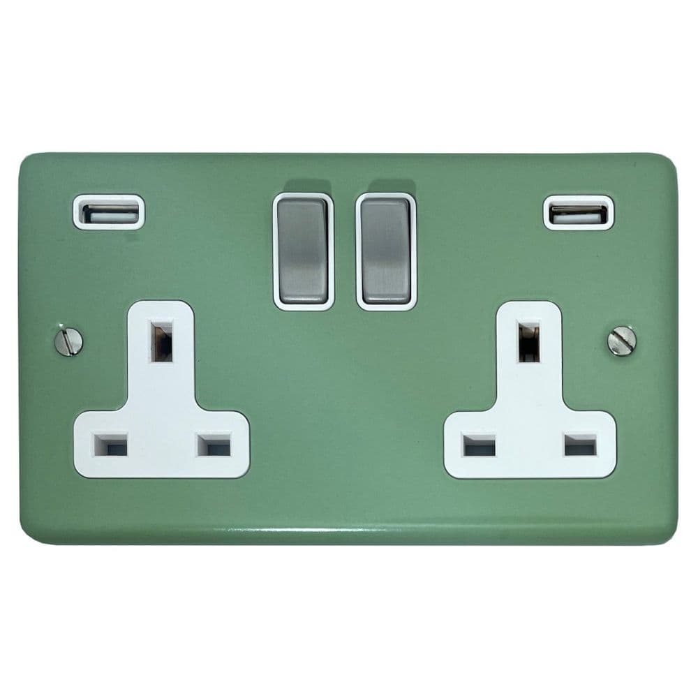 G&H CSG2910-SC Standard Plate Sage Green 2 Gang Double 13A Switched ...