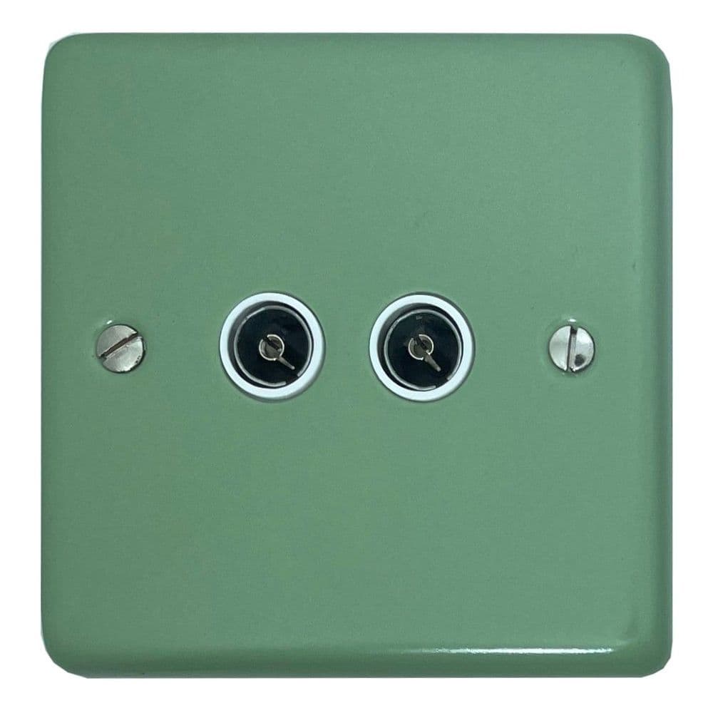 G&H CSG36W Standard Plate Sage Green 2 Gang TV Coax Socket Point
