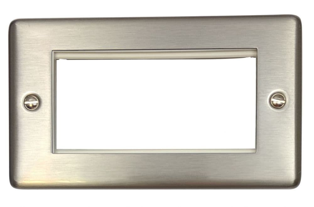 G&H CSS164 Standard Plate Brushed Steel 2 Gang 4 Euro Module Plate