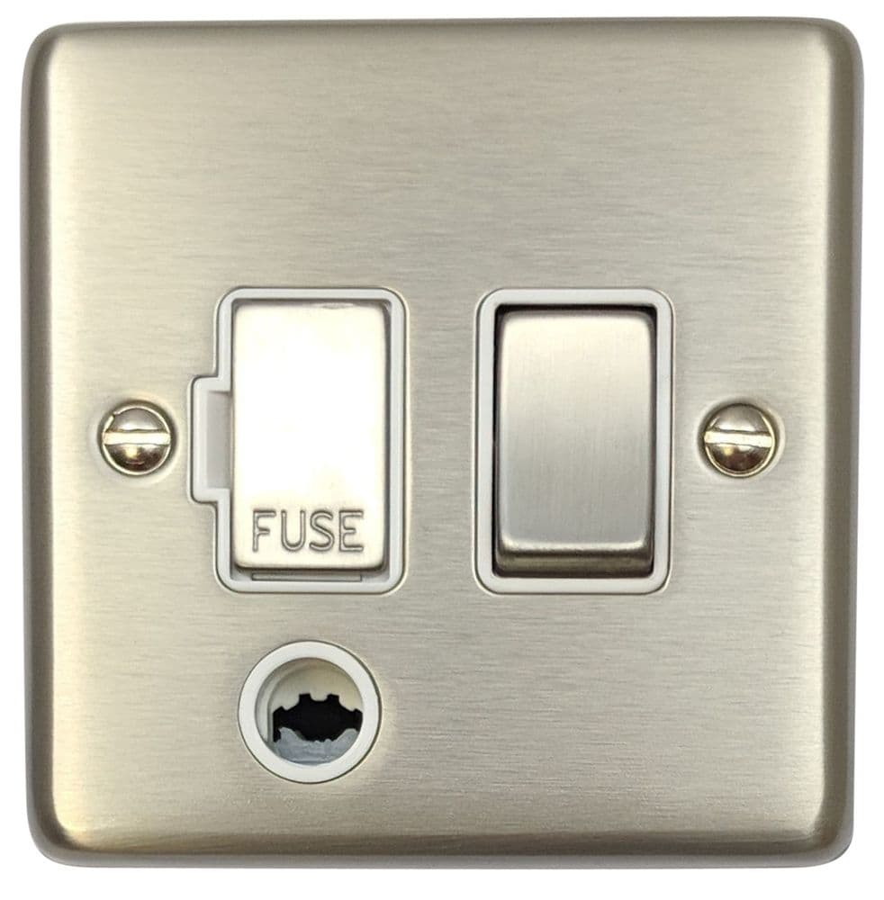 G&H CSS256 Standard Plate Brushed Steel 1 Gang Fused Spur 13A Switched ...