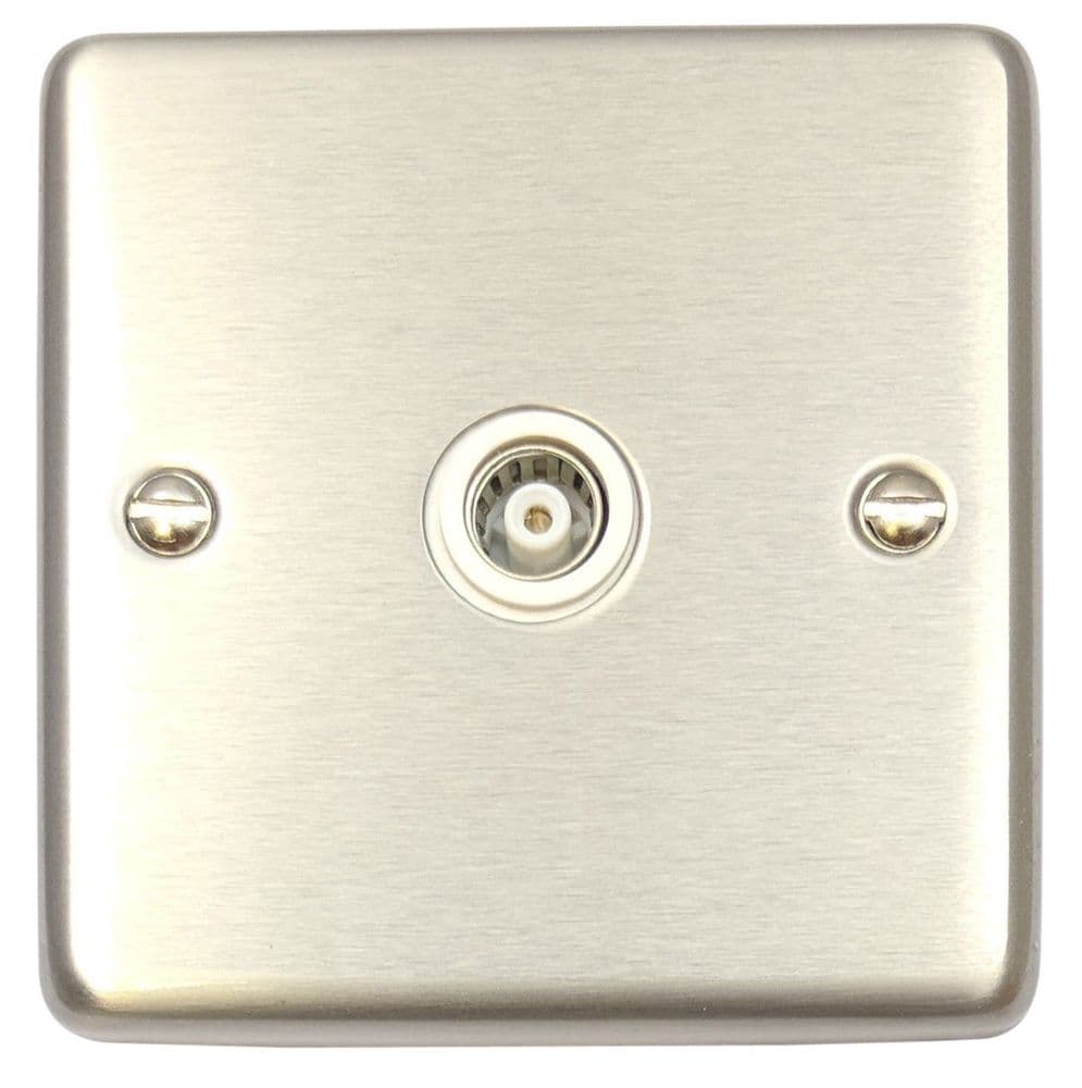 G&H CSS35W Standard Plate Brushed Steel 1 Gang TV Coax Socket Point