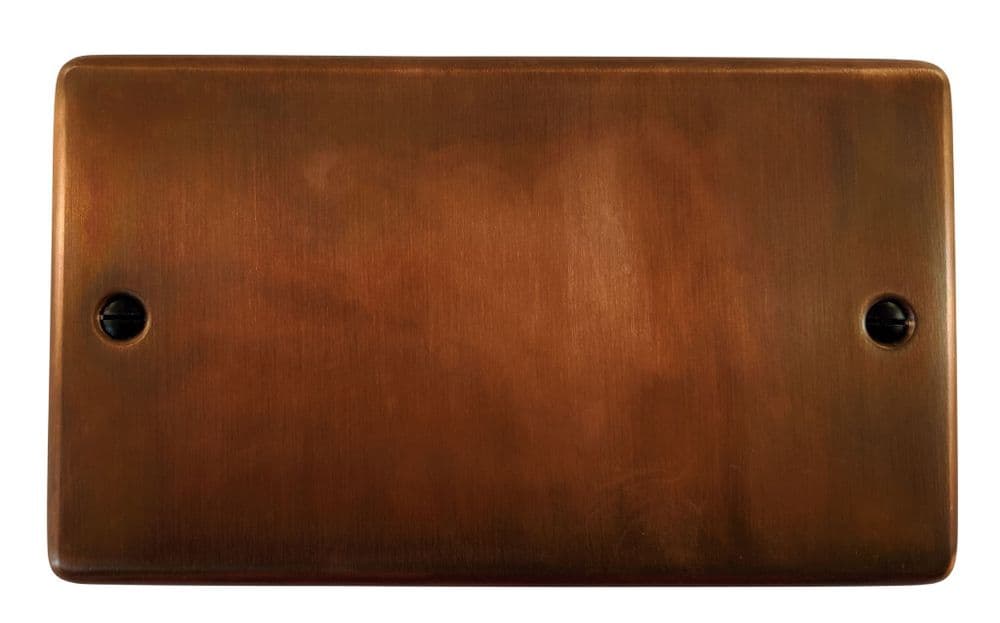 G&H CTC32 Standard Plate Tarnished Copper 2 Gang Double Blank Plate