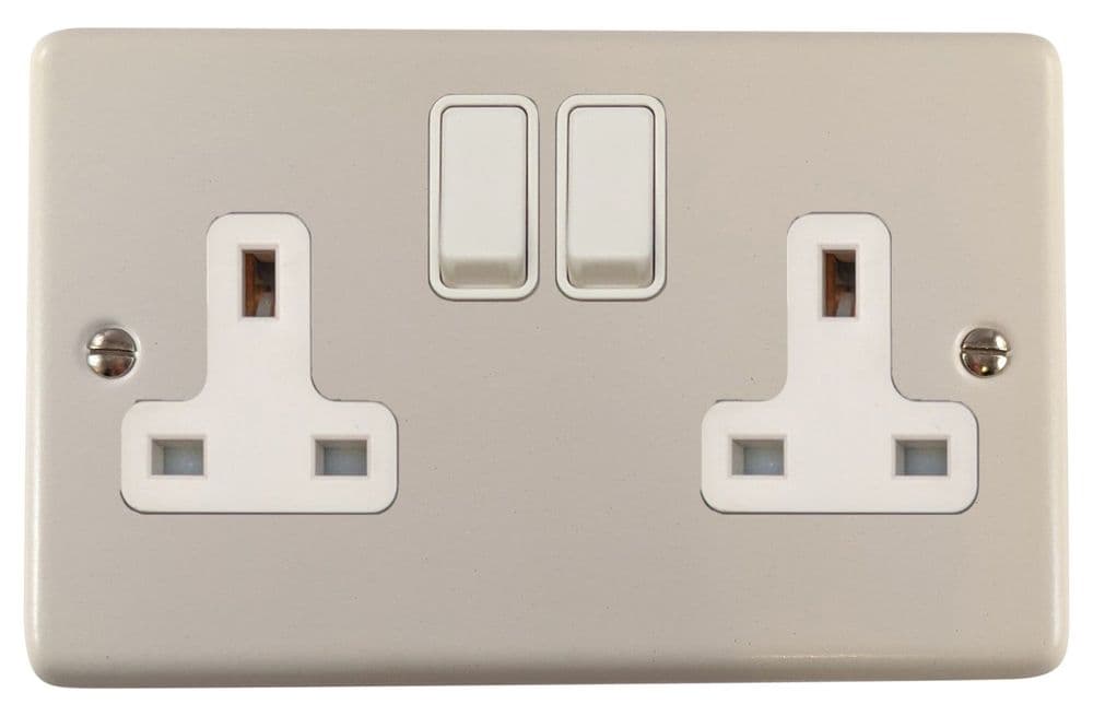 G&H CW10W Standard Plate Matt White 2 Gang Double 13A Switched Plug Socket