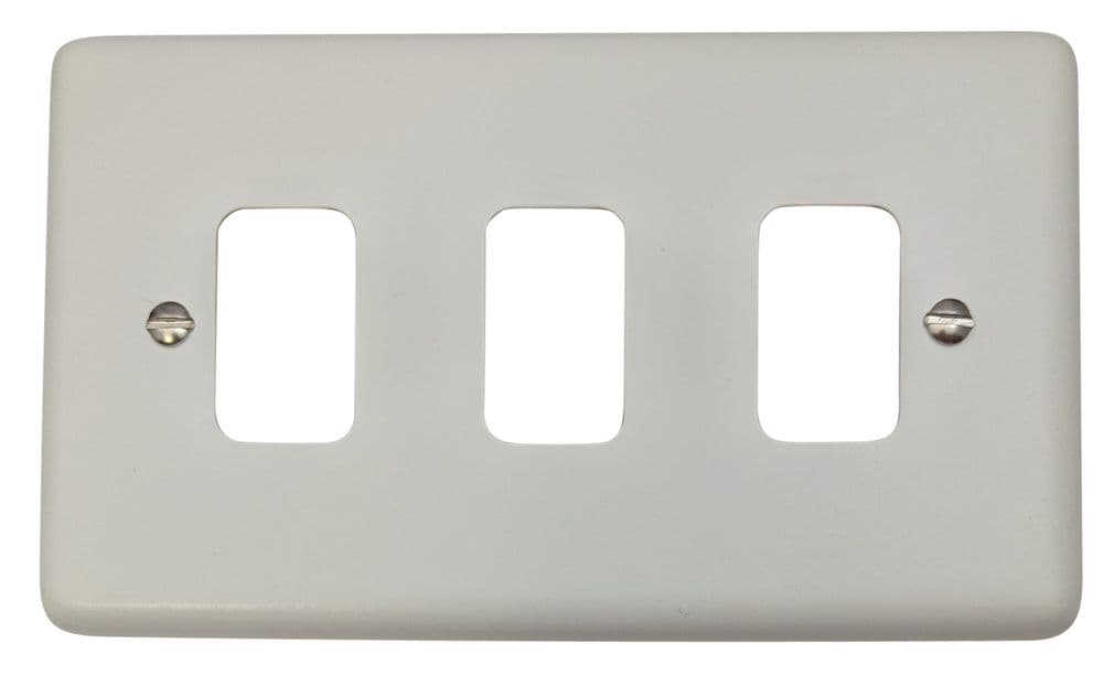 G&H CW73 Standard Plate Matt White 3 Gang Grid Plate to suit G&H Grid ...