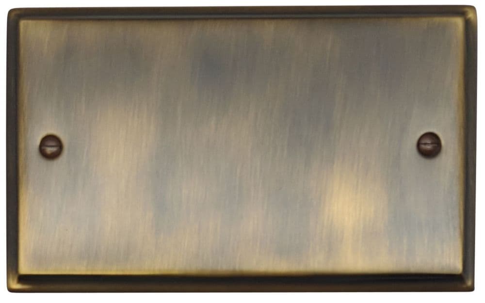 G&H DAB32 Deco Plate Antique Brass 2 Gang Double Blank Plate