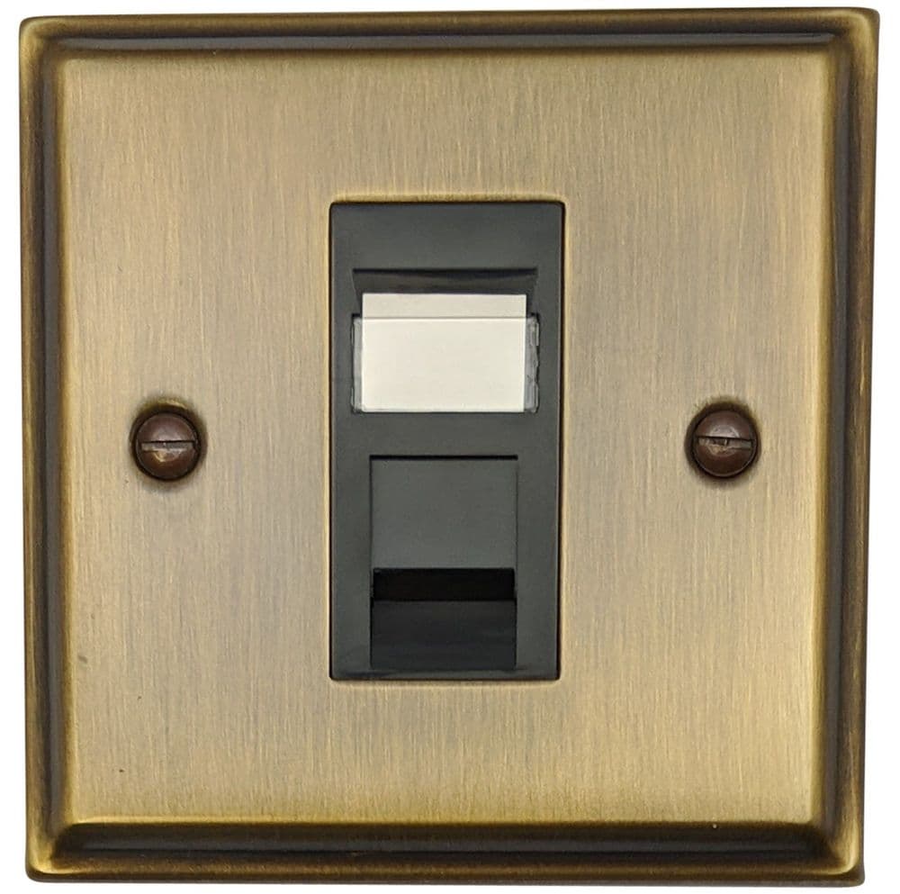 G&H DAB61B Deco Plate Antique Brass 1 Gang RJ45 Socket