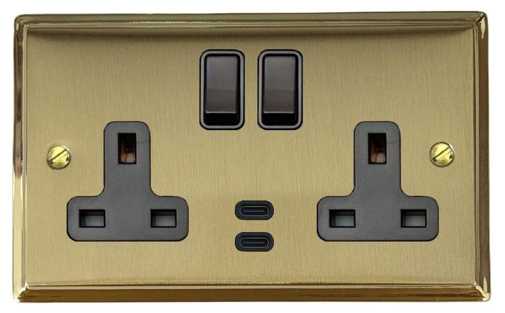 G&H DMB913B Deco Plate Mixed Brass 2 Gang Double 13A Plug Socket Dual 4 ...