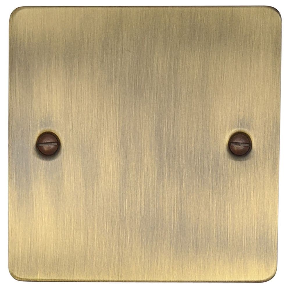 G&H FAB31 Flat Plate Antique Brass 1 Gang Single Blank Plate