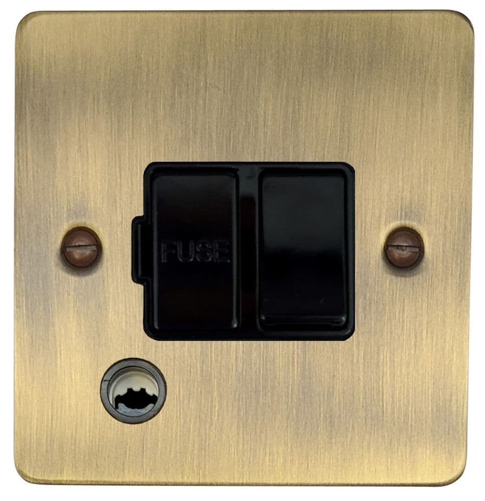G&H FAB56B Flat Plate Antique Brass 1 Gang Fused Spur 13A Switched ...