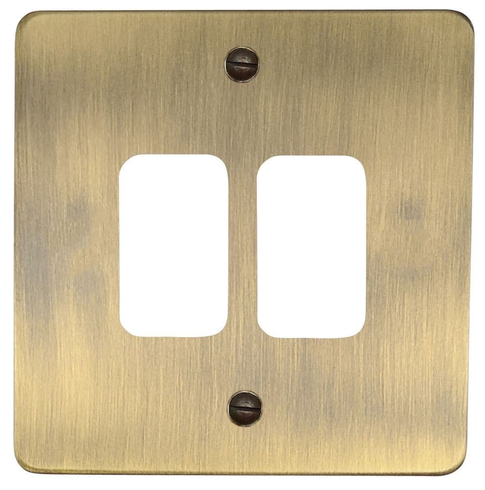 G&H FAB72 Flat Plate Antique Brass 2 Gang Grid Plate to suit G&H Grid ...