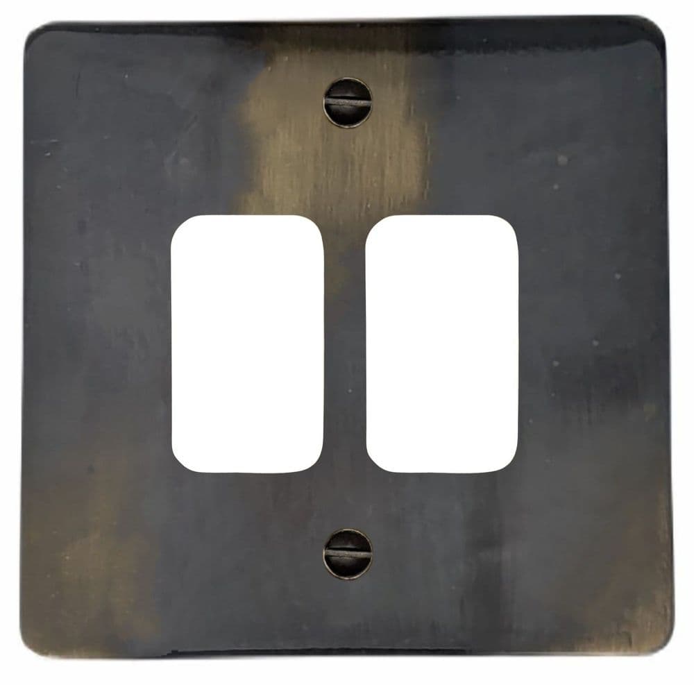G&H FAN72 Flat Plate Polished Aged Brass 2 Gang Grid Plate to suit G&H ...
