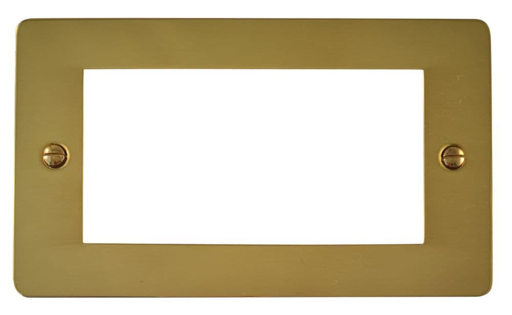 G&H FB164 Flat Plate Polished Brass 2 Gang 4 Euro Module Plate