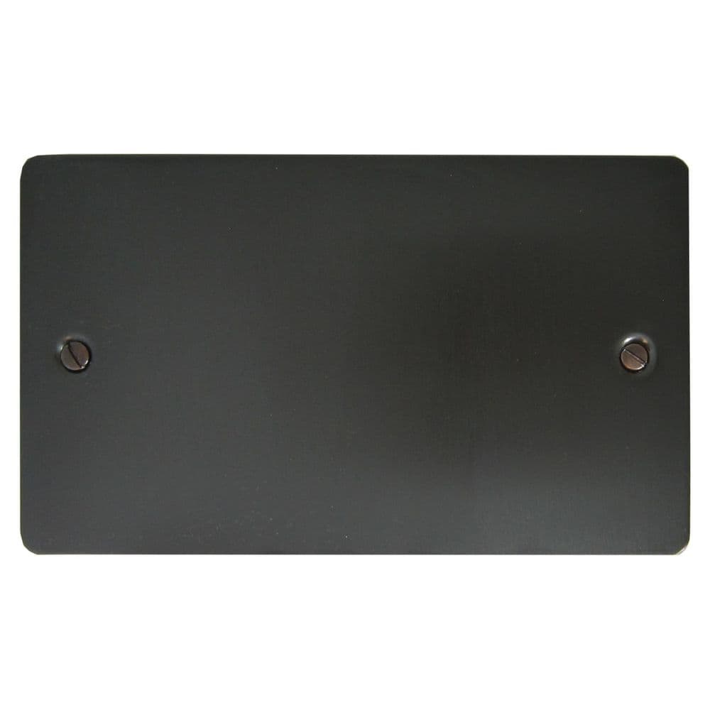 G&H FBB32 Flat Plate Black Bronze 2 Gang Double Blank Plate