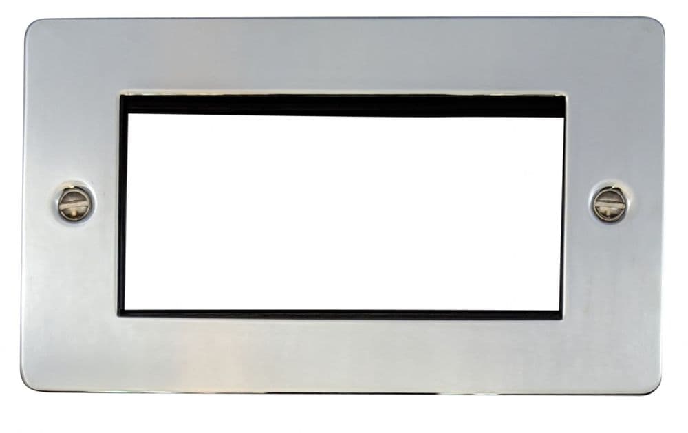 G&H FC164 Flat Plate Polished Chrome 2 Gang 4 Euro Module Plate
