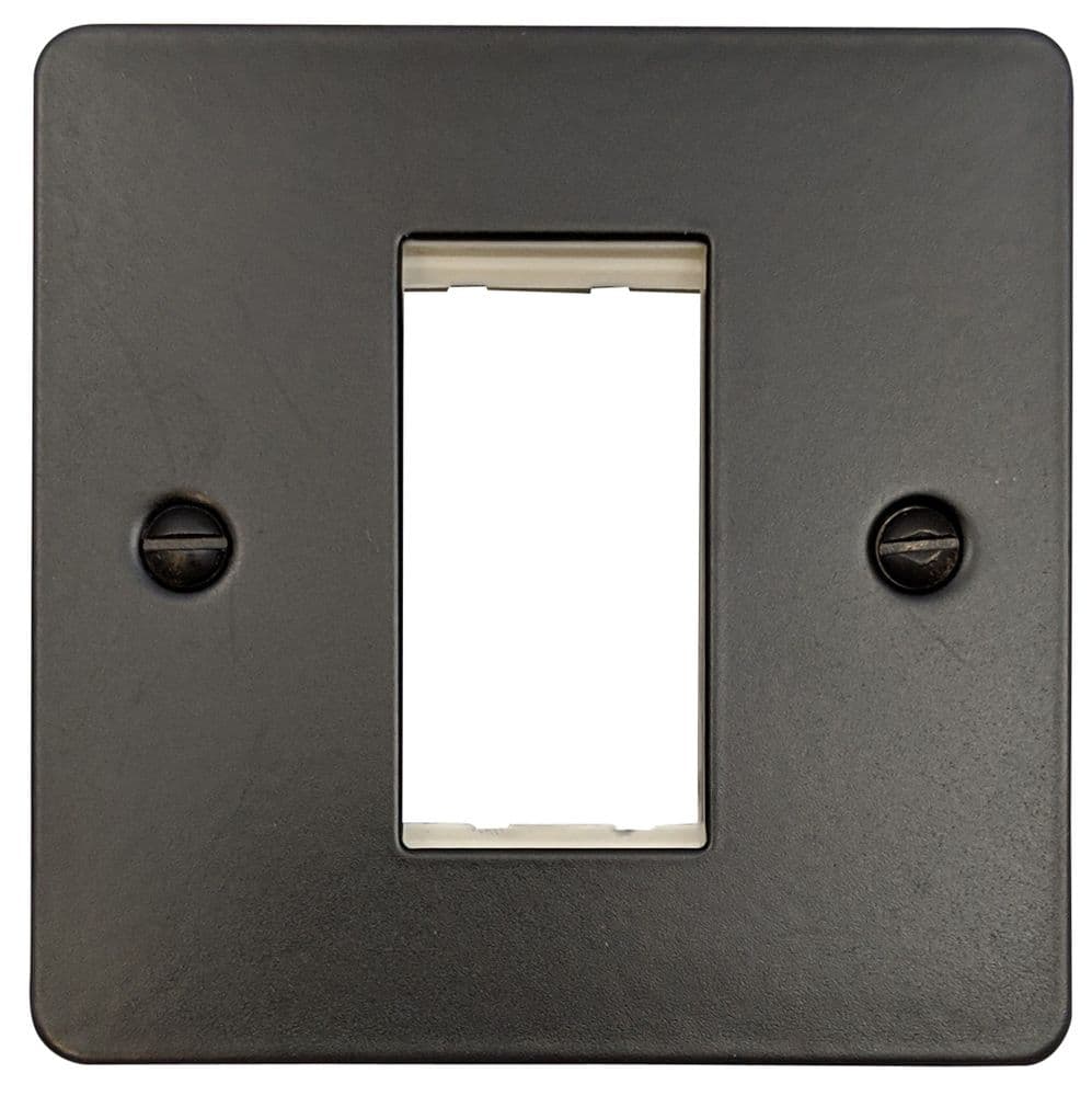 G&H FFB161 Flat Plate Matt Black 1 Gang 1 Euro Module Plate