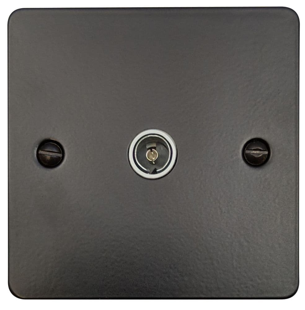 G&H FFB35W Flat Plate Matt Black 1 Gang TV Coax Socket Point