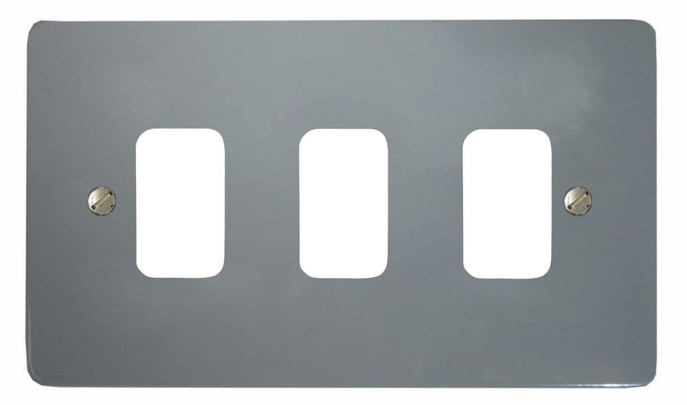 G&H FLG73 Flat Plate Light Grey 3 Gang Grid Plate to suit G&H Grid Modules