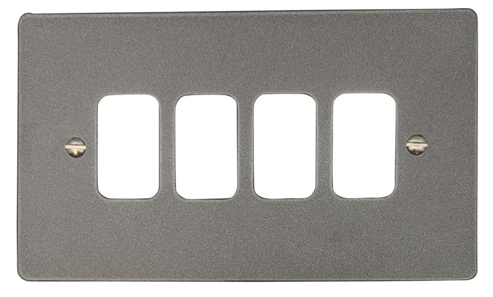 G&H FP74 Flat Plate Pewter 4 Gang Grid Plate to suit G&H Grid Modules