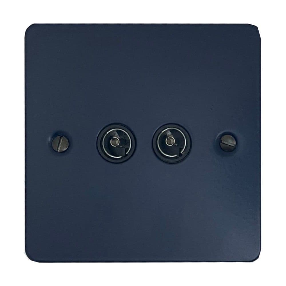 G&H FRB36B Flat Plate Blue 2 Gang TV Coax Socket Point
