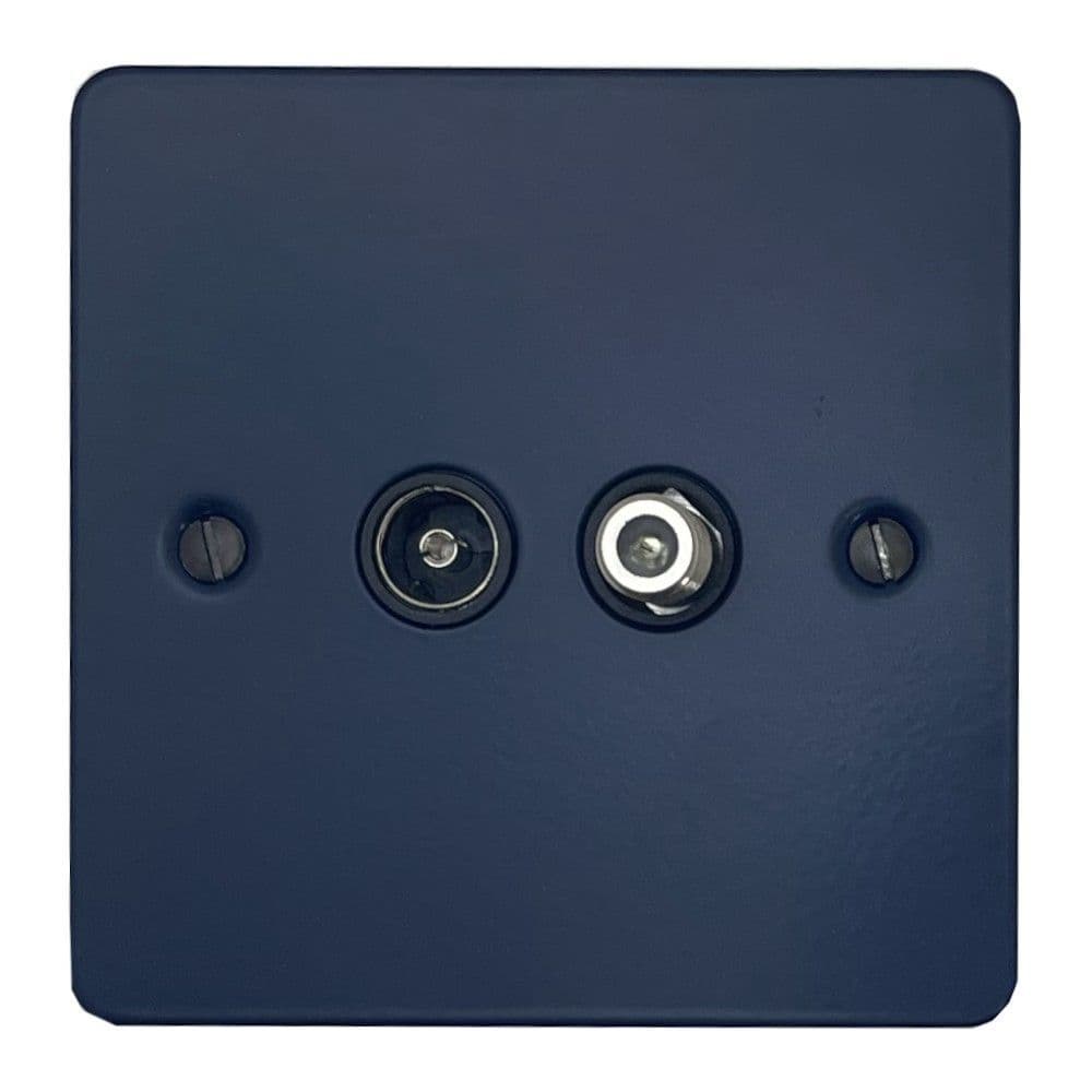 G&H FRB38B Flat Plate Blue 1 Gang TV Coax & Satellite Socket Point