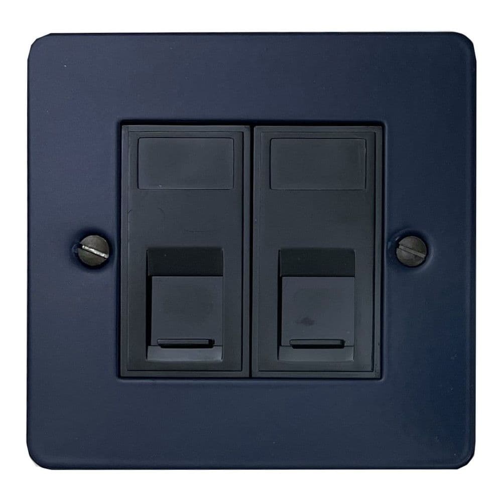 G&H FRB62B Flat Plate Blue 2 Gang RJ45 Socket Point
