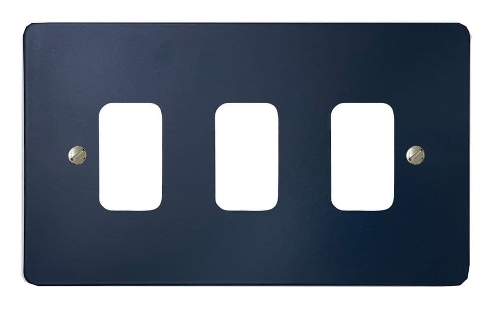 G&H FRB73 Flat Plate Blue 3 Gang Grid Plate to suit G&H Grid Modules
