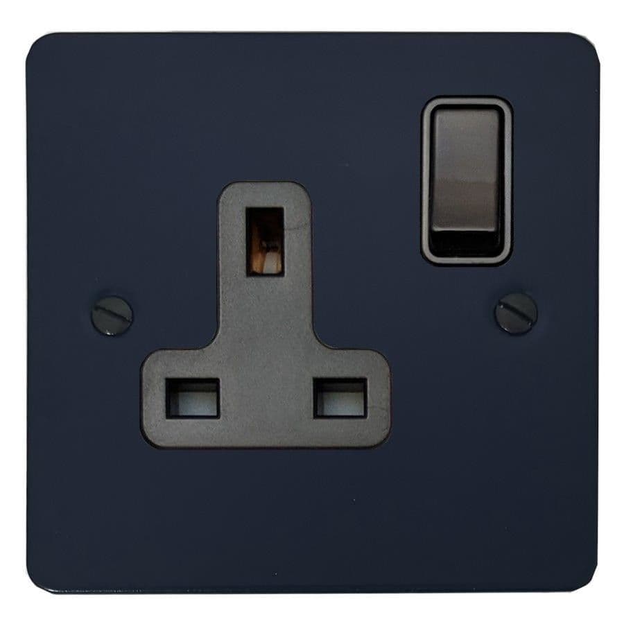 G&H FRB9B Flat Plate Blue 1 Gang Single 13A Switched Plug Socket
