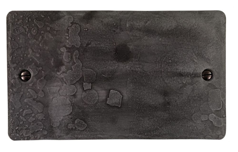 G&H FRP32 Flat Plate Rustic Pewter 2 Gang Double Blank Plate