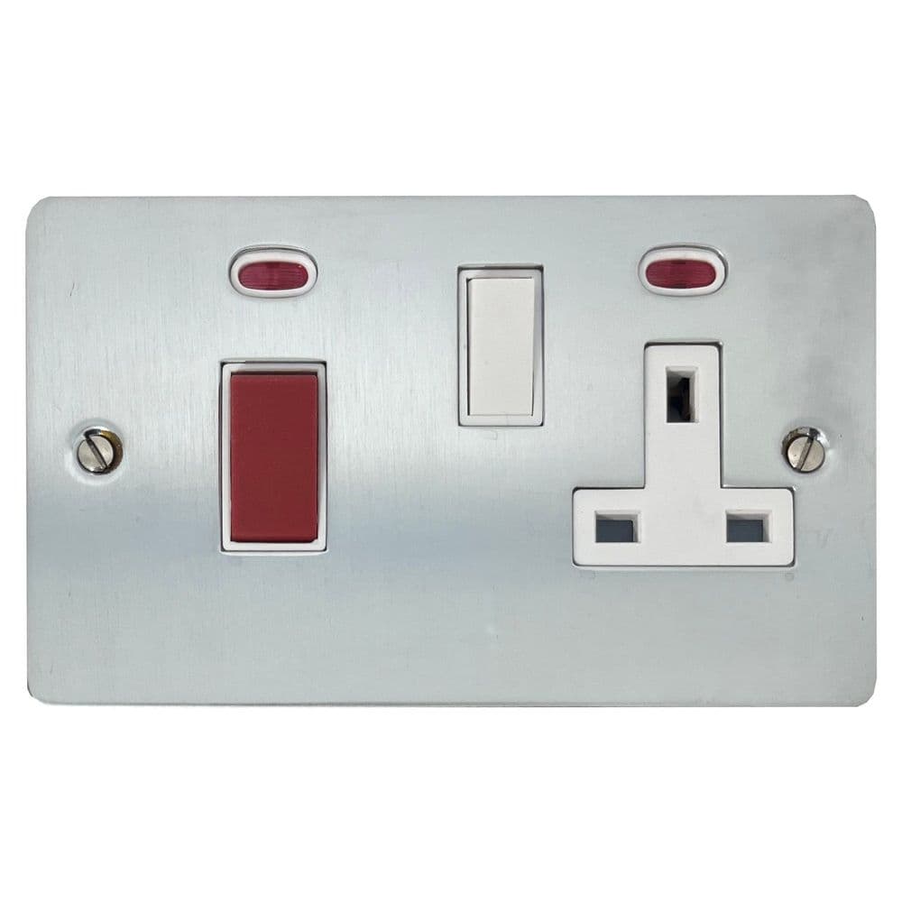 G&H FSC29W Flat Plate Satin Chrome 45 Amp DP Cooker Switch & 13A ...
