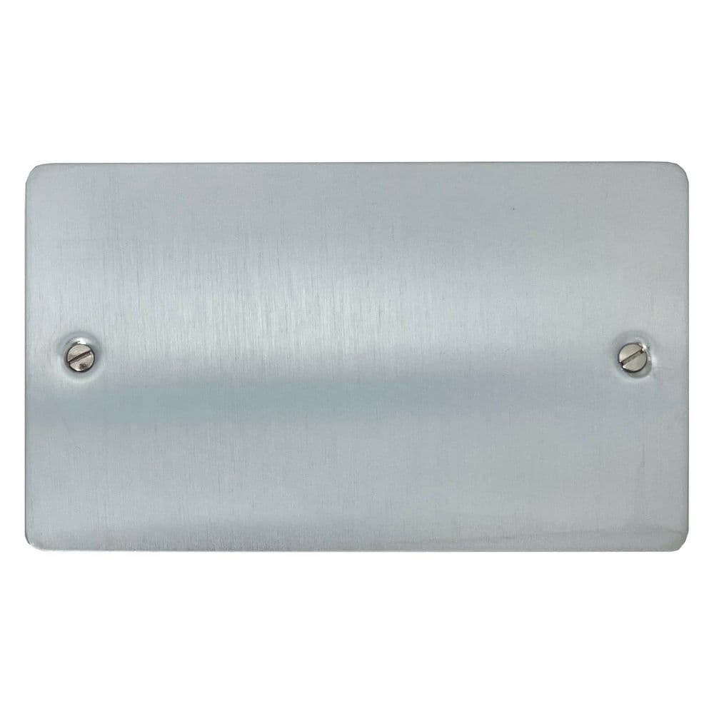 G&H FSC32 Flat Plate Satin Chrome 2 Gang Double Blank Plate