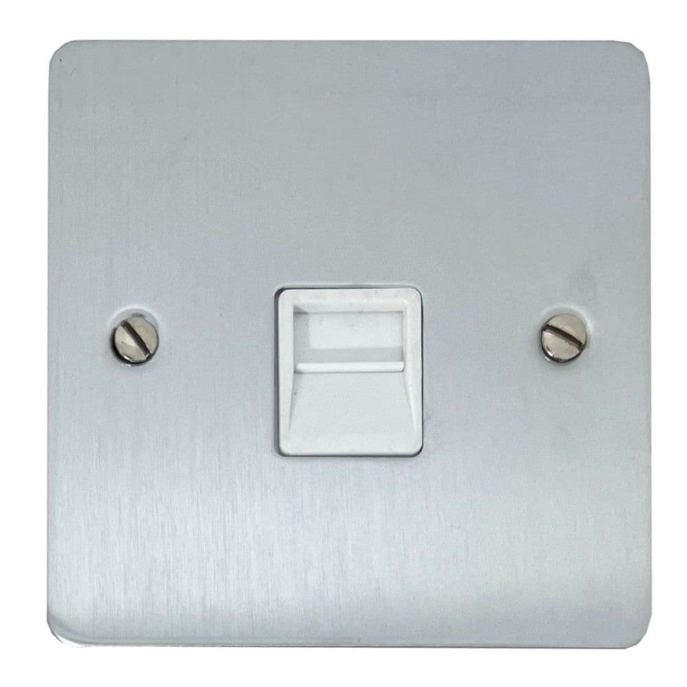 G&H FSC33W Flat Plate Satin Chrome 1 Gang Master BT Telephone Socket