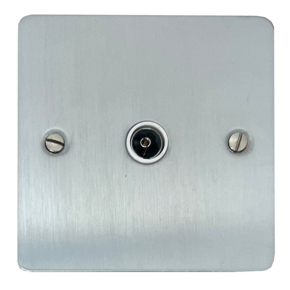 G&H FSC35W Flat Plate Satin Chrome 1 Gang TV Coax Socket Point