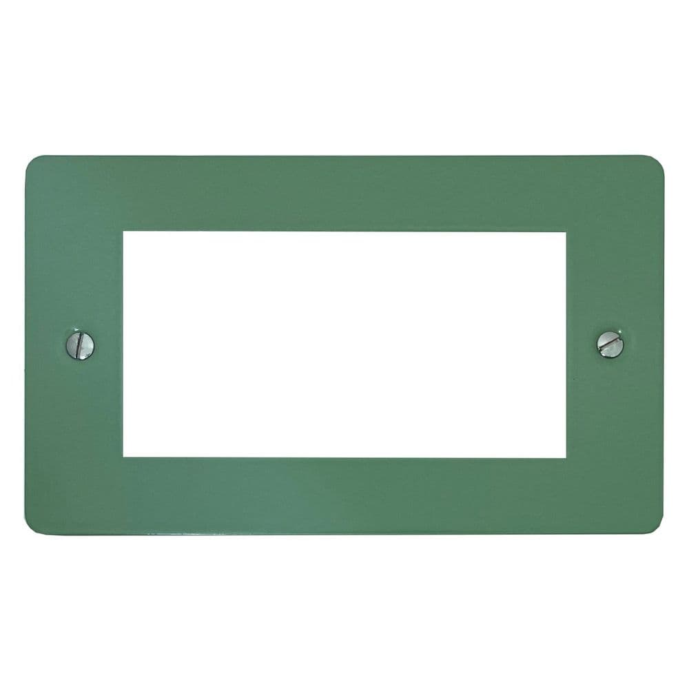 G&H FSG164 Flat Plate Sage Green 2 Gang 4 Euro Module Plate