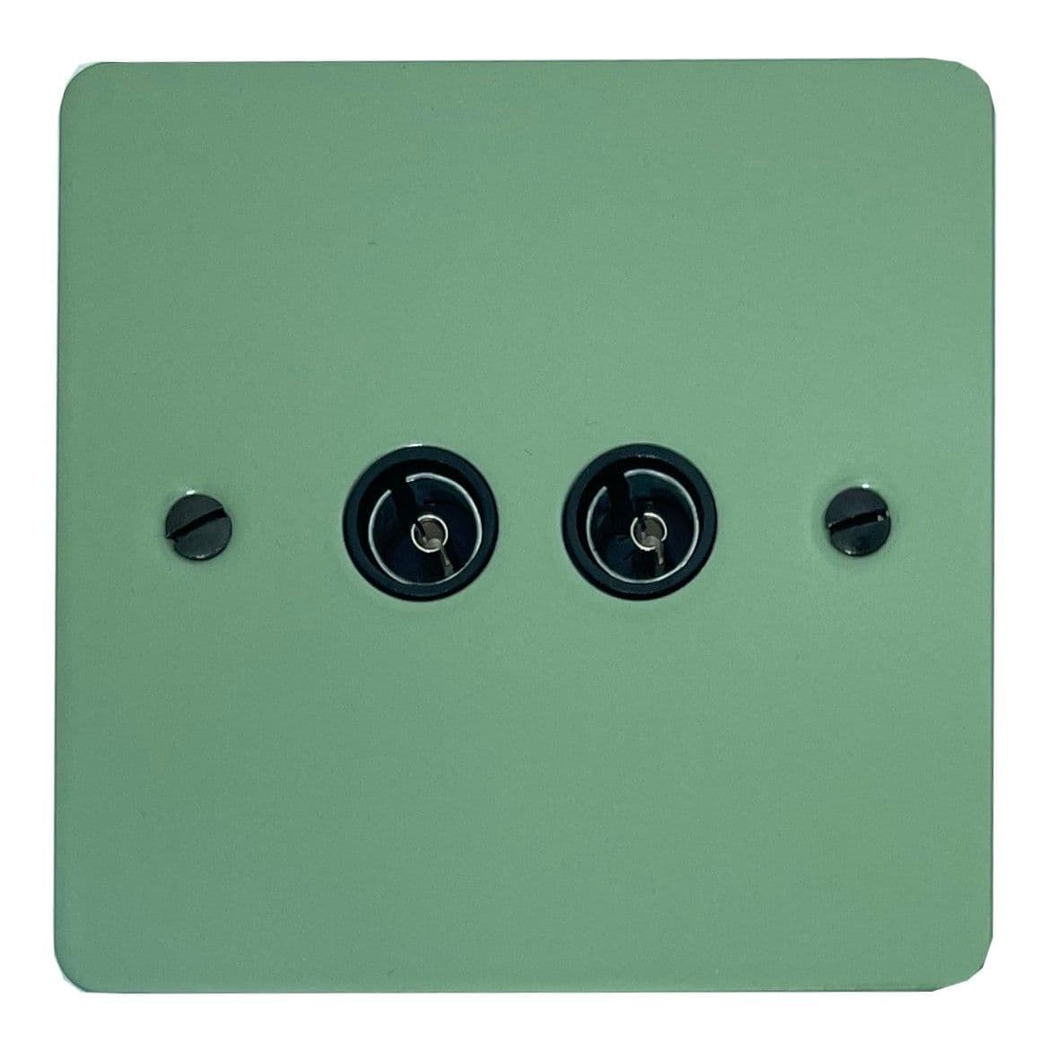 G&H FSG36B Flat Plate Sage Green 2 Gang TV Coax Socket Point