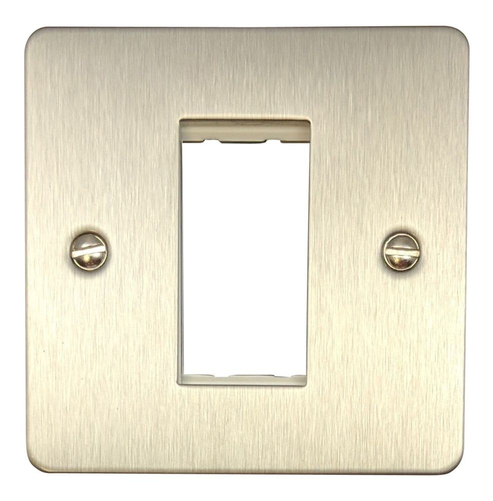 G&H FSS164 Flat Plate Brushed Steel 2 Gang 4 Euro Module Plate