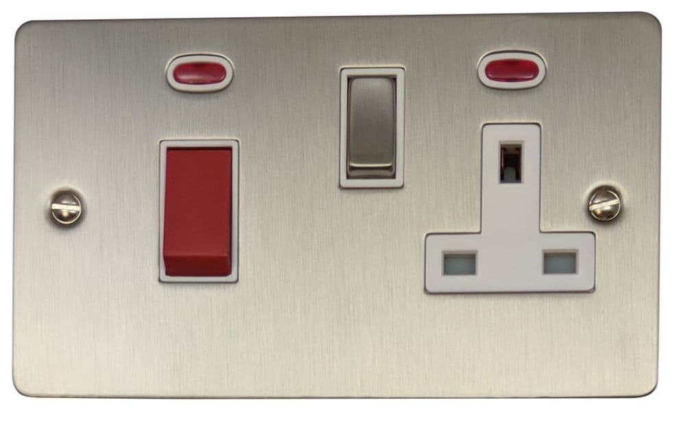 G&H FSS229 Flat Plate Brushed Steel 45 Amp DP Cooker Switch & 13A ...