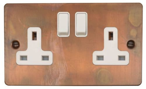 Flat Plate Tarnished Copper Light Switches, Plug Sockets, Dimmers & Toggles
