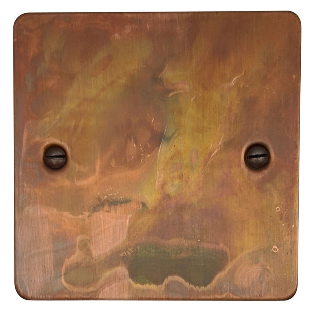 G&H FTC31 Flat Plate Tarnished Copper 1 Gang Single Blank Plate