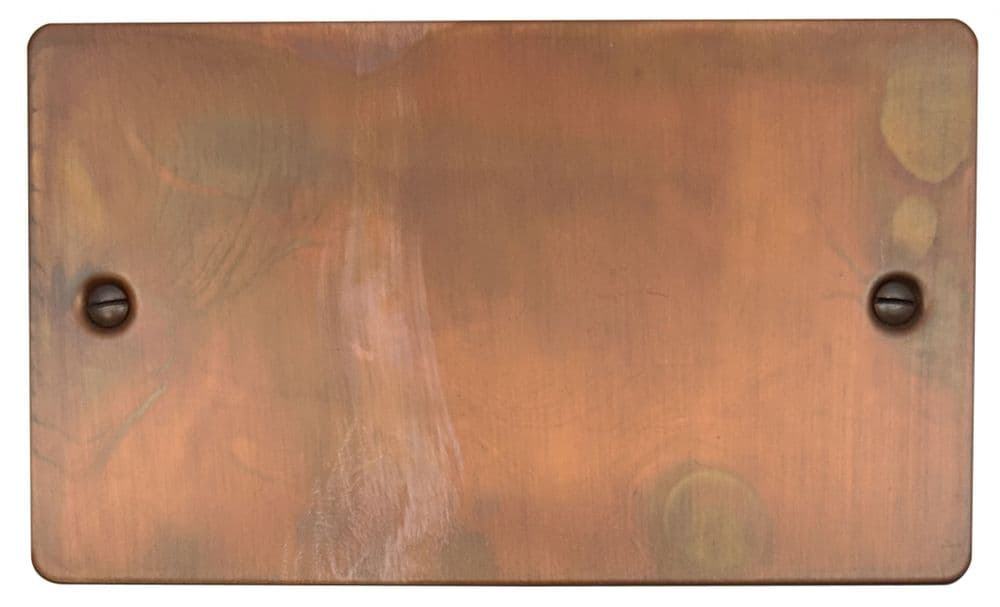 G&H FTC32 Flat Plate Tarnished Copper 2 Gang Double Blank Plate