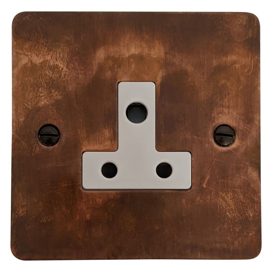 G&H FTC59W Flat Plate Tarnished Copper 1 Gang Single 5 Amp Plug Socket